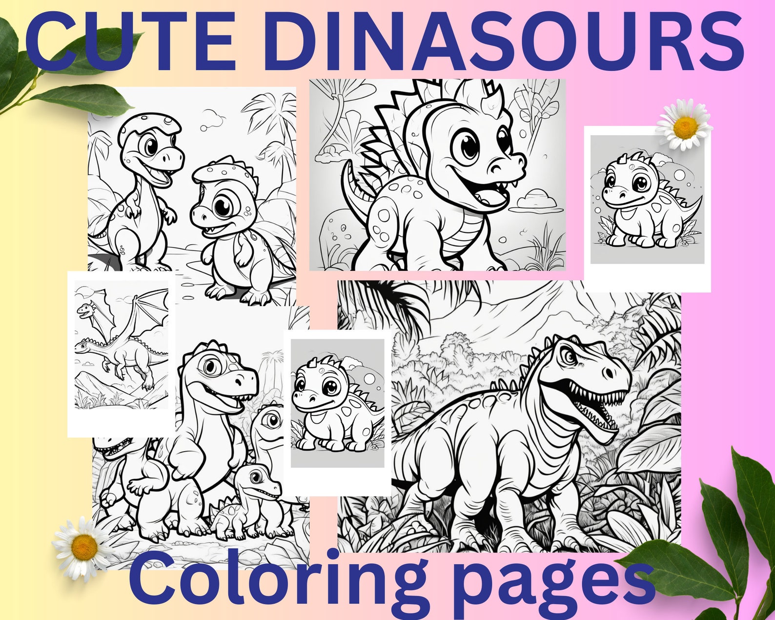 40cute Baby Dinosaurs Coloring Pageslove Party Activity - Etsy