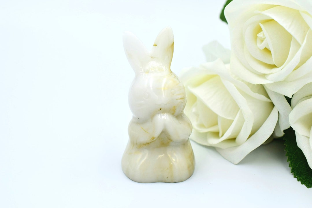 Handcrafted Resin Bunny Figurine: White Marble Home Decor Accent - Etsy