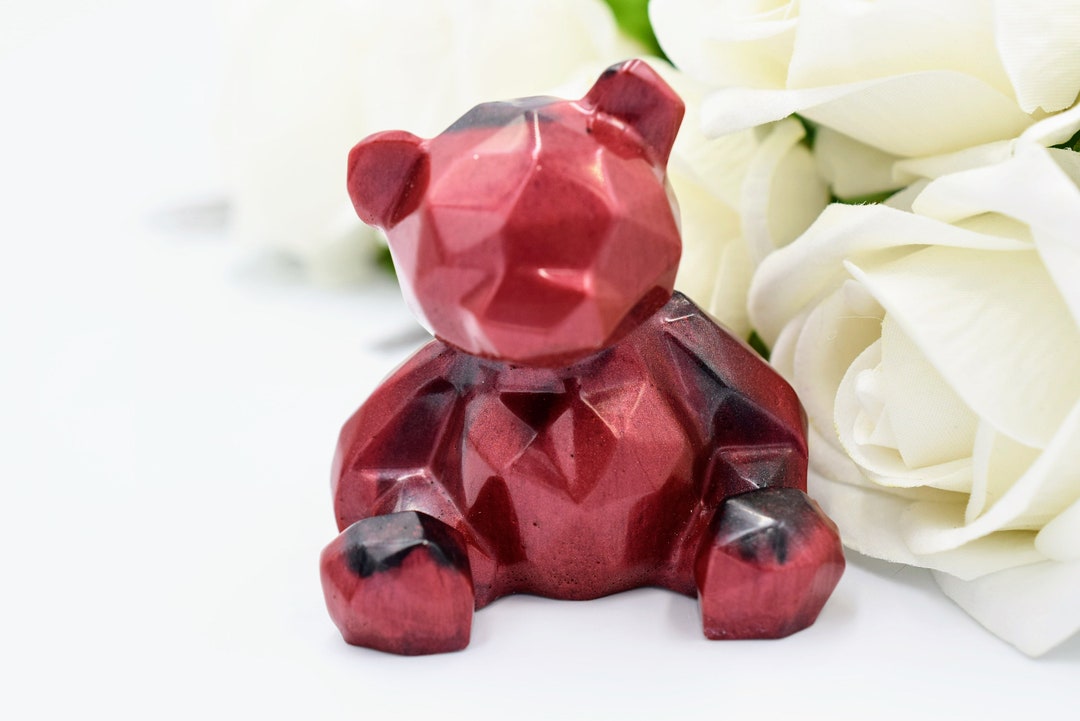 Handcrafted Red Resin Teddy Bear Figurine: Animal Decor - Etsy