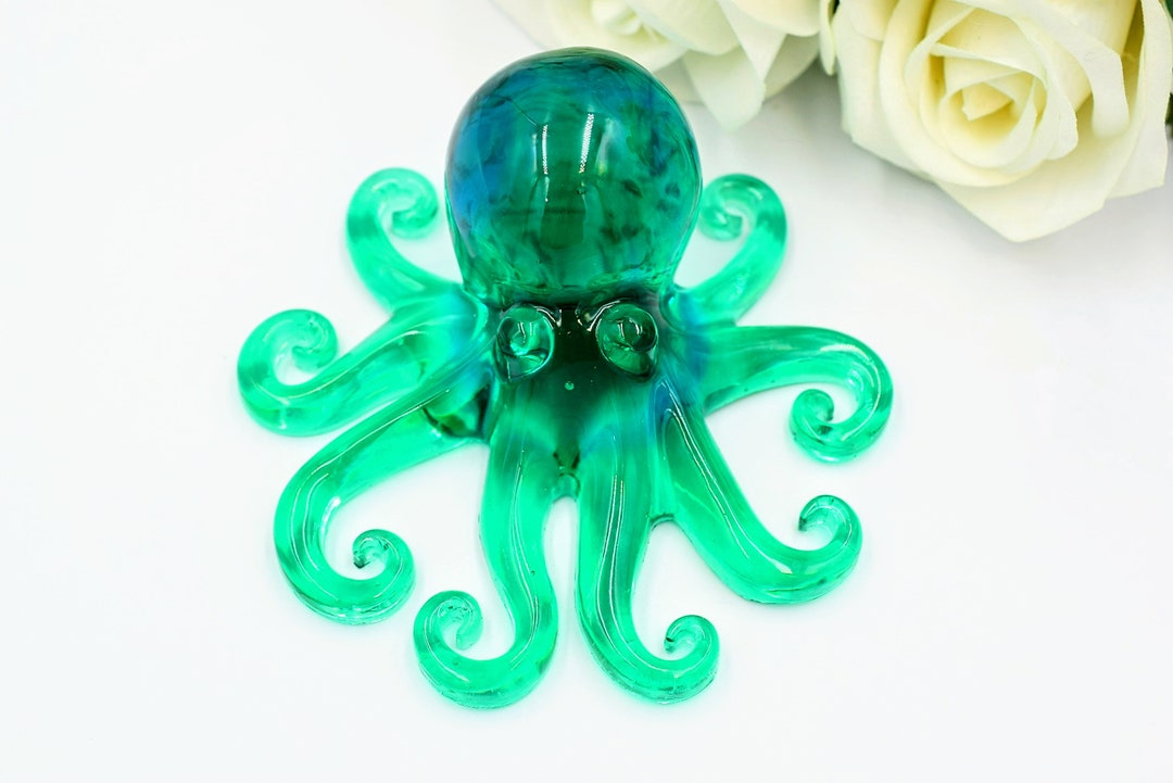 Aqua Green Octopus Figurine - Handmade Resin Sea Life Decoration Home ...