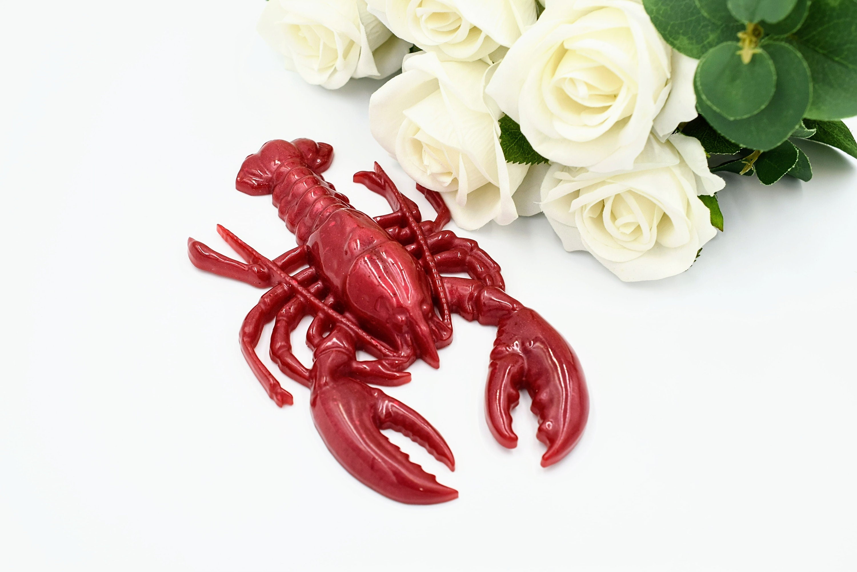 Ruby Red Lobster Figurine Handmade Resin Home Decor Animal Ornament ...