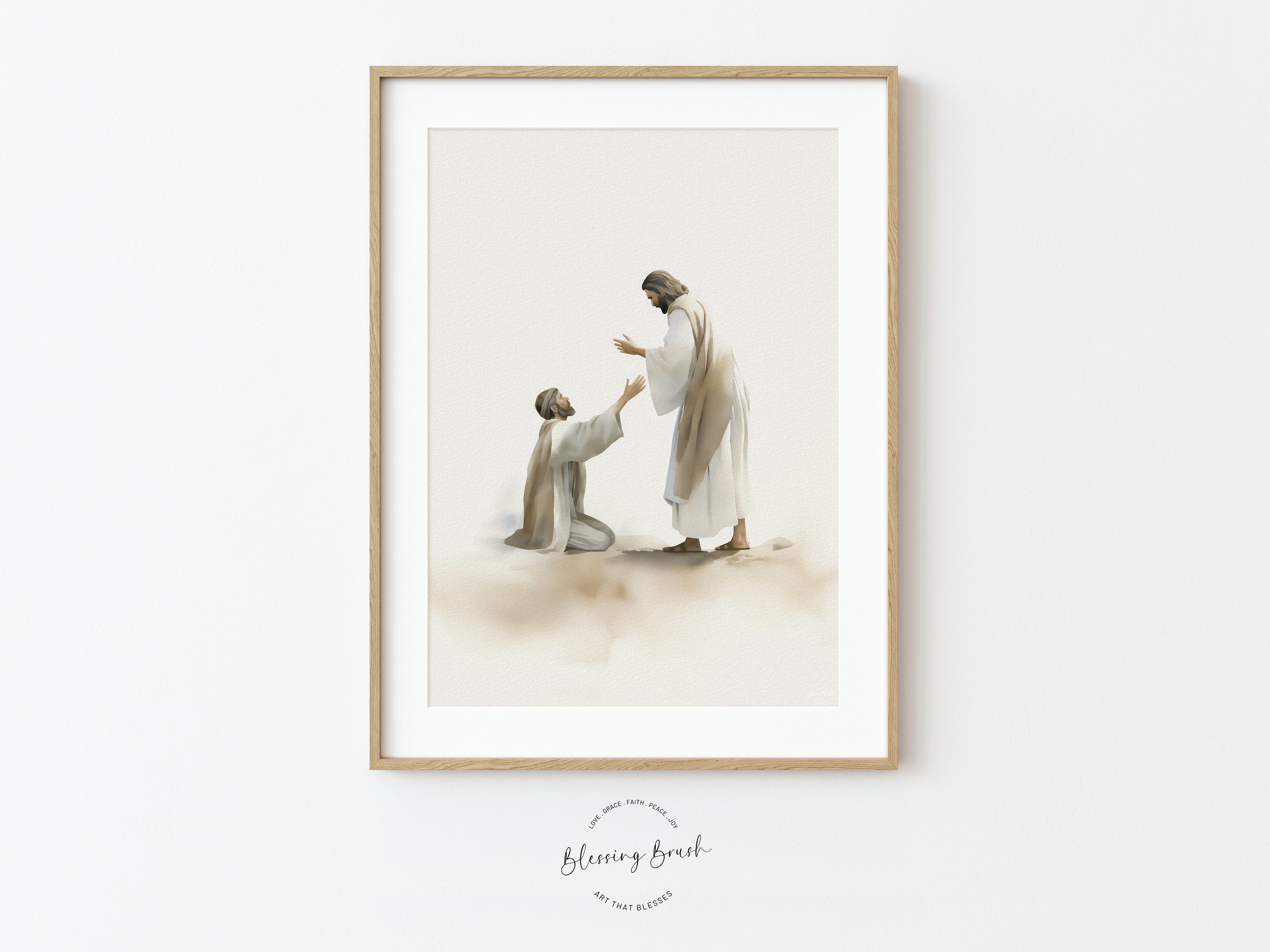 Jesus Heals A Leper, Jesus Heals A Blind Man, Watercolor Painting ...