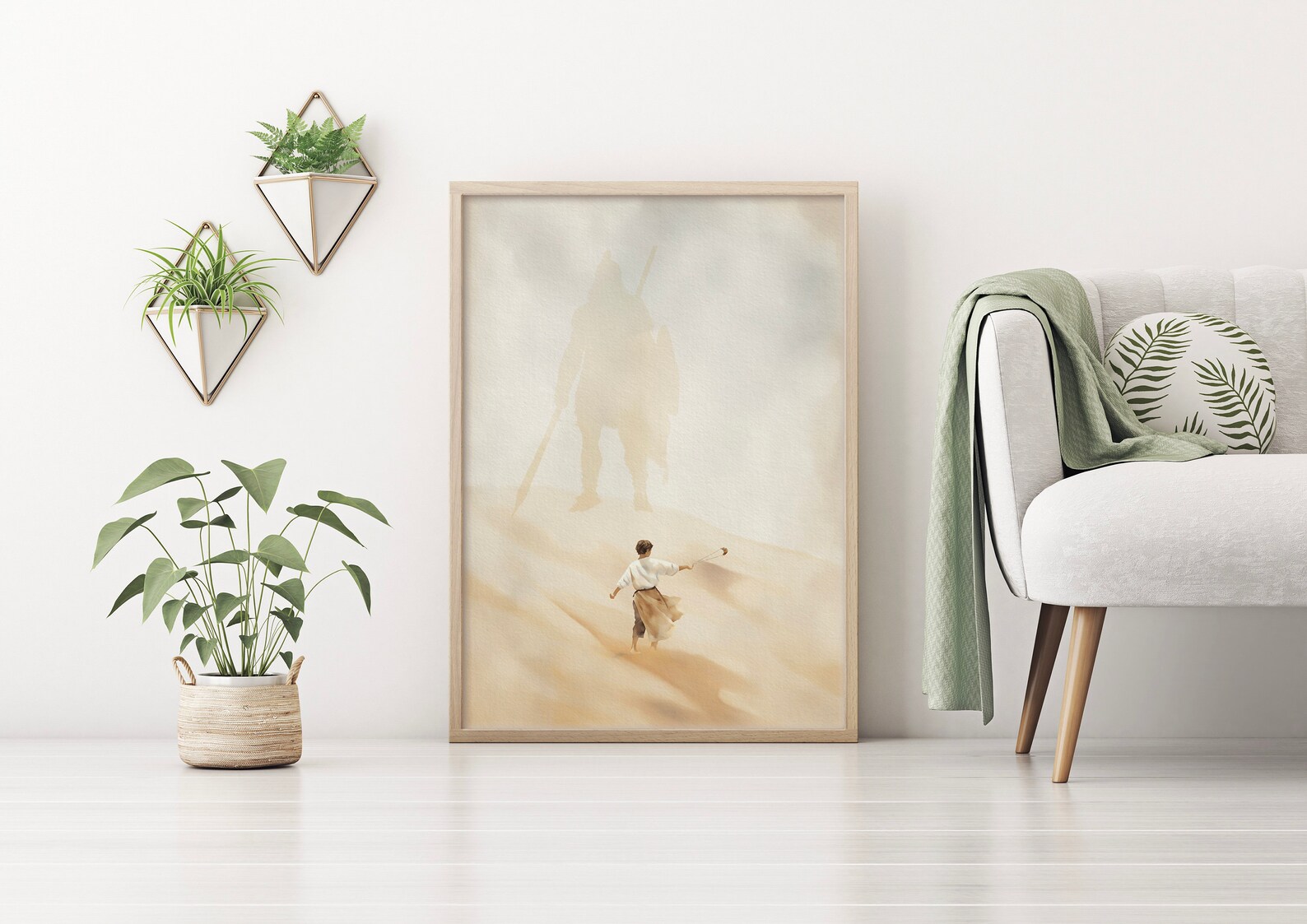 David and Goliath Watercolor Painting, King David, the Shepherd Boy ...