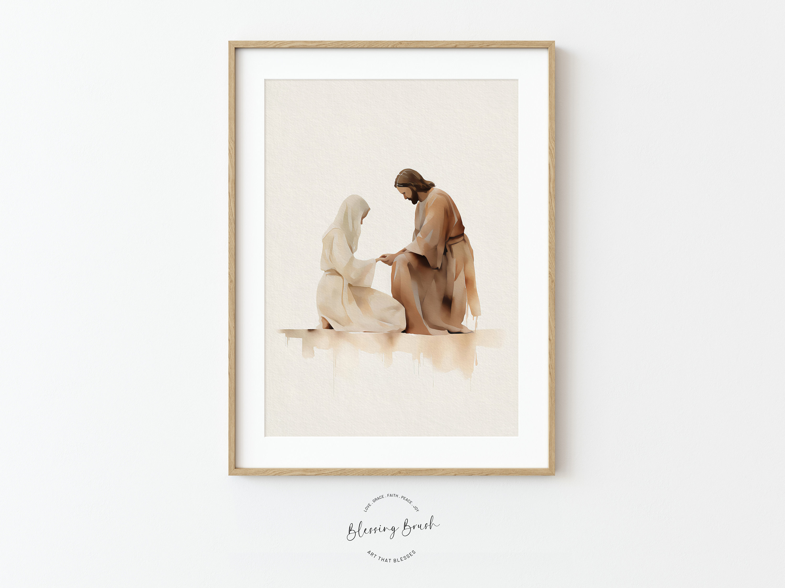 Jesus Heals A Sick Woman, Jesus Healing Her Watercolor Painting, A ...