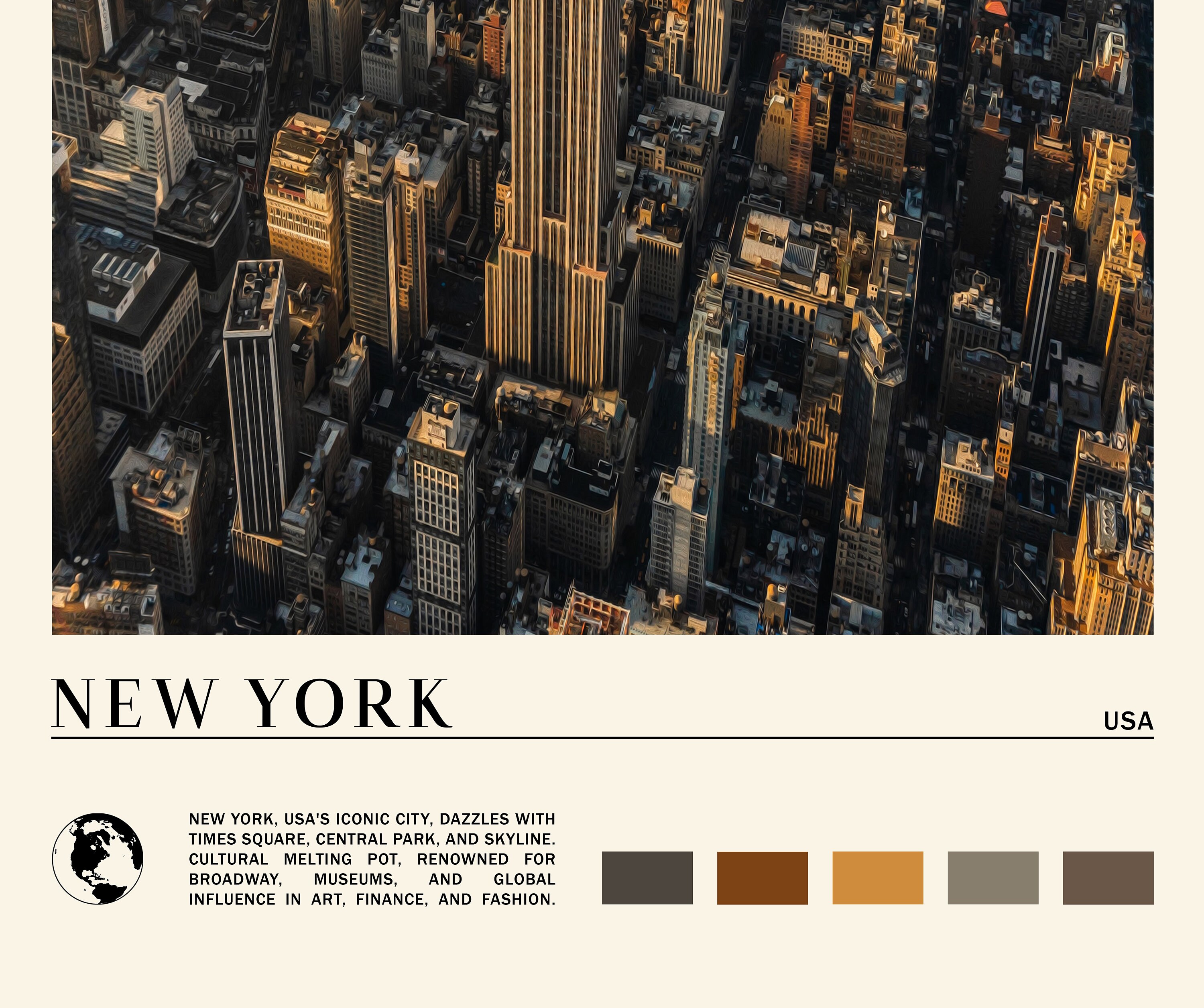 Digital Oil Paint, New York City Print, New York Wall Art, New York ...