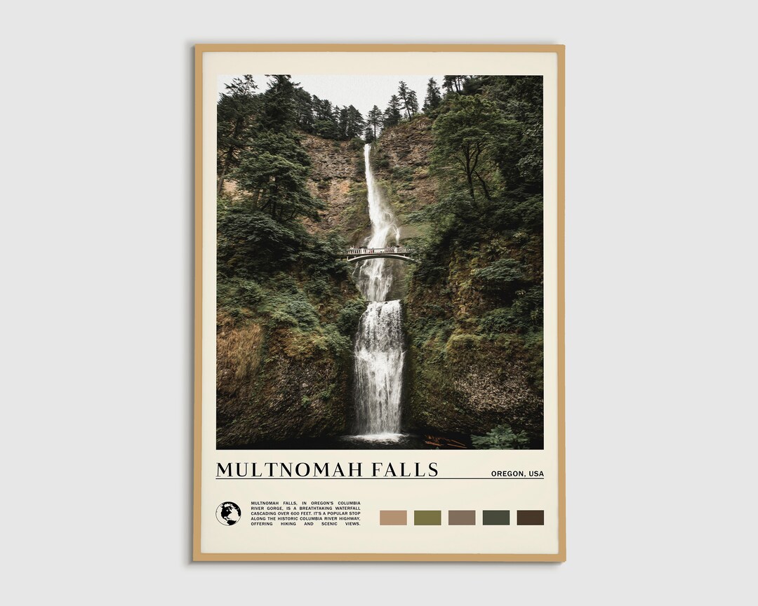 Digital Oil Paint, Multnomah Falls Print, Multnomah Falls Wall Art ...