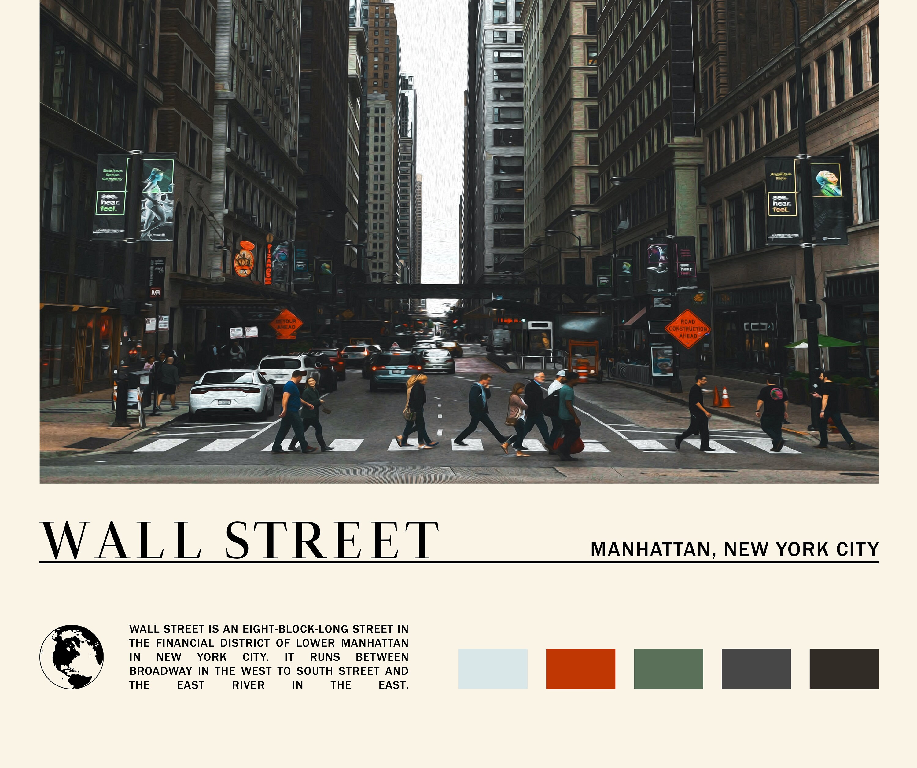 Digital Oil Paint, Wall Street Print, Wall Street Art, Wall Street ...