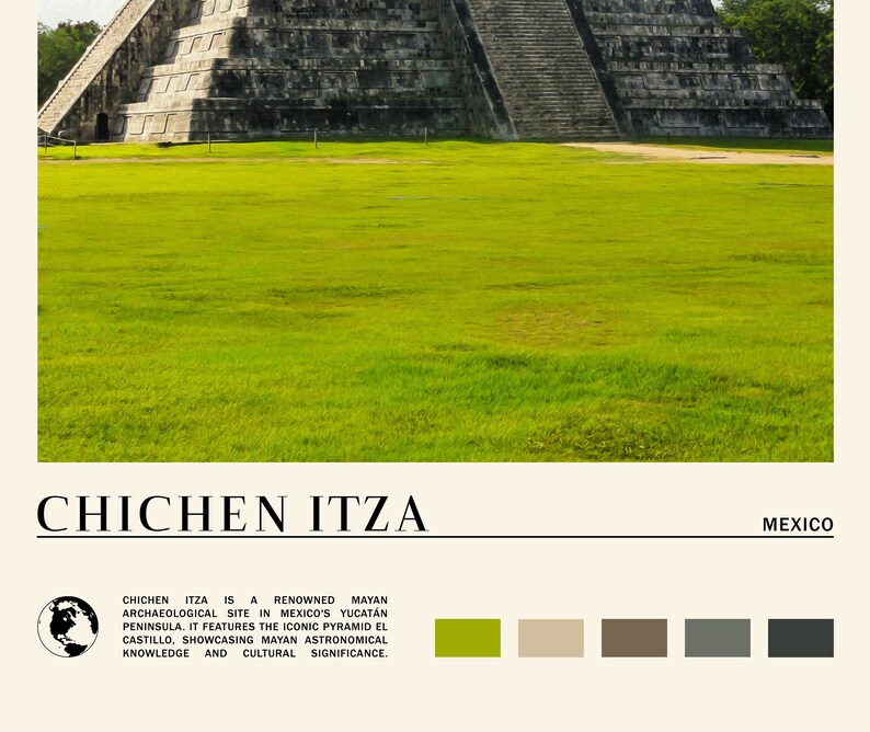 Digital Oil Paint, Chichen Itza Print, Chichen Itza Wall Art, Chichen ...
