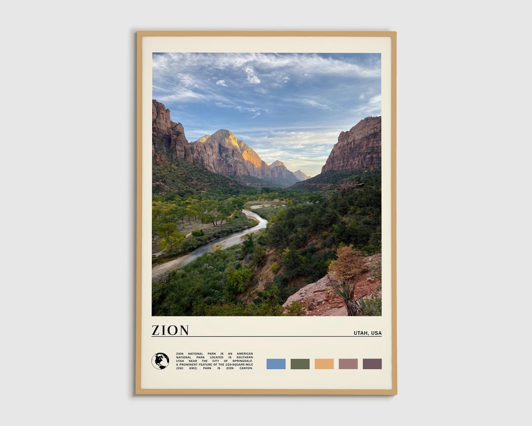 Digital Oil Paint, Zion National Park Print, Zion Wall Art, Zion Poster ...