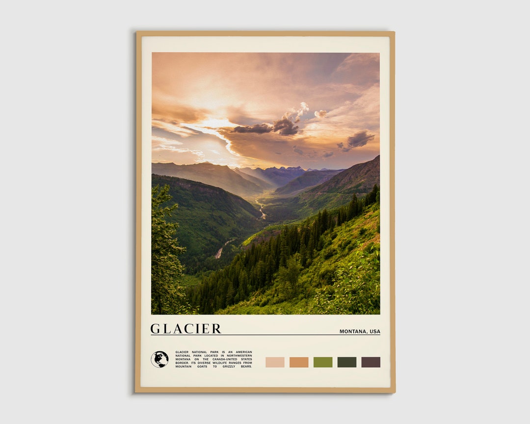 Digital Oil Paint, Glacier National Park Print, Glacier Wall Art ...