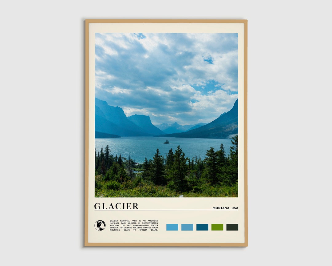 Digital Oil Paint, Glacier National Park Print, Glacier Wall Art ...