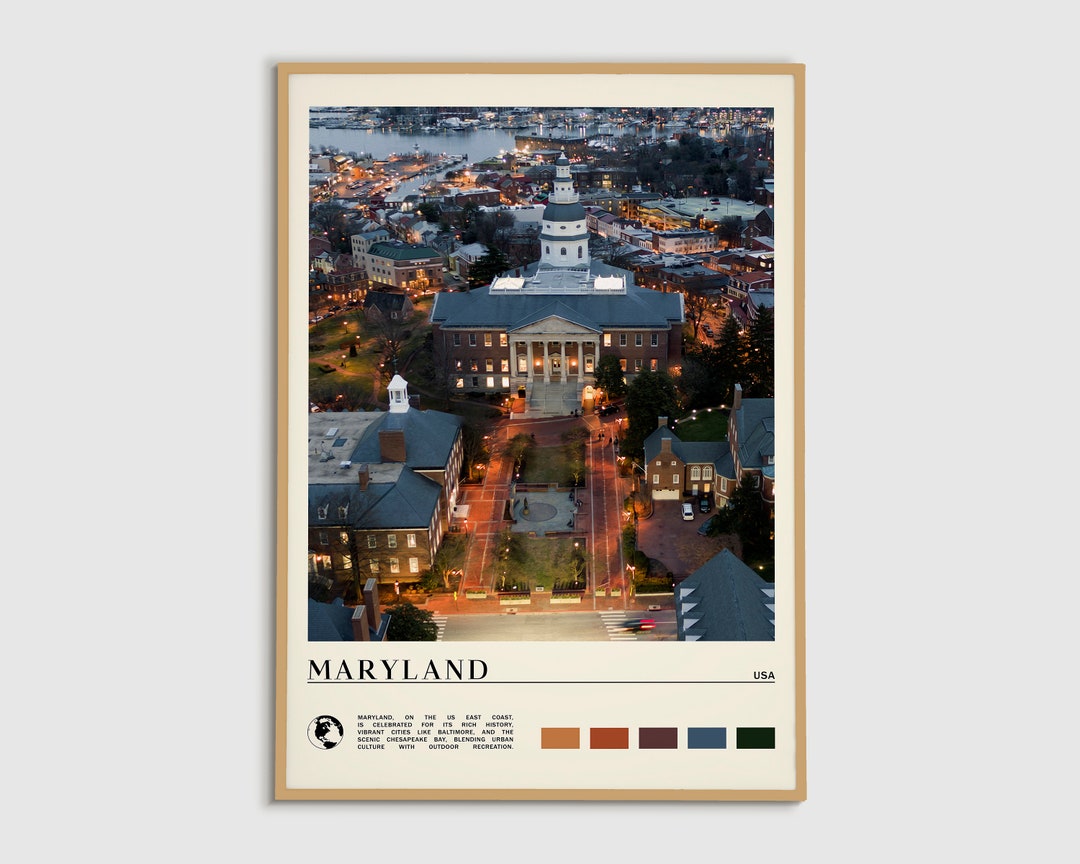 Digital Oil Paint, Maryland Print, Maryland Wall Art, Maryland Poster ...