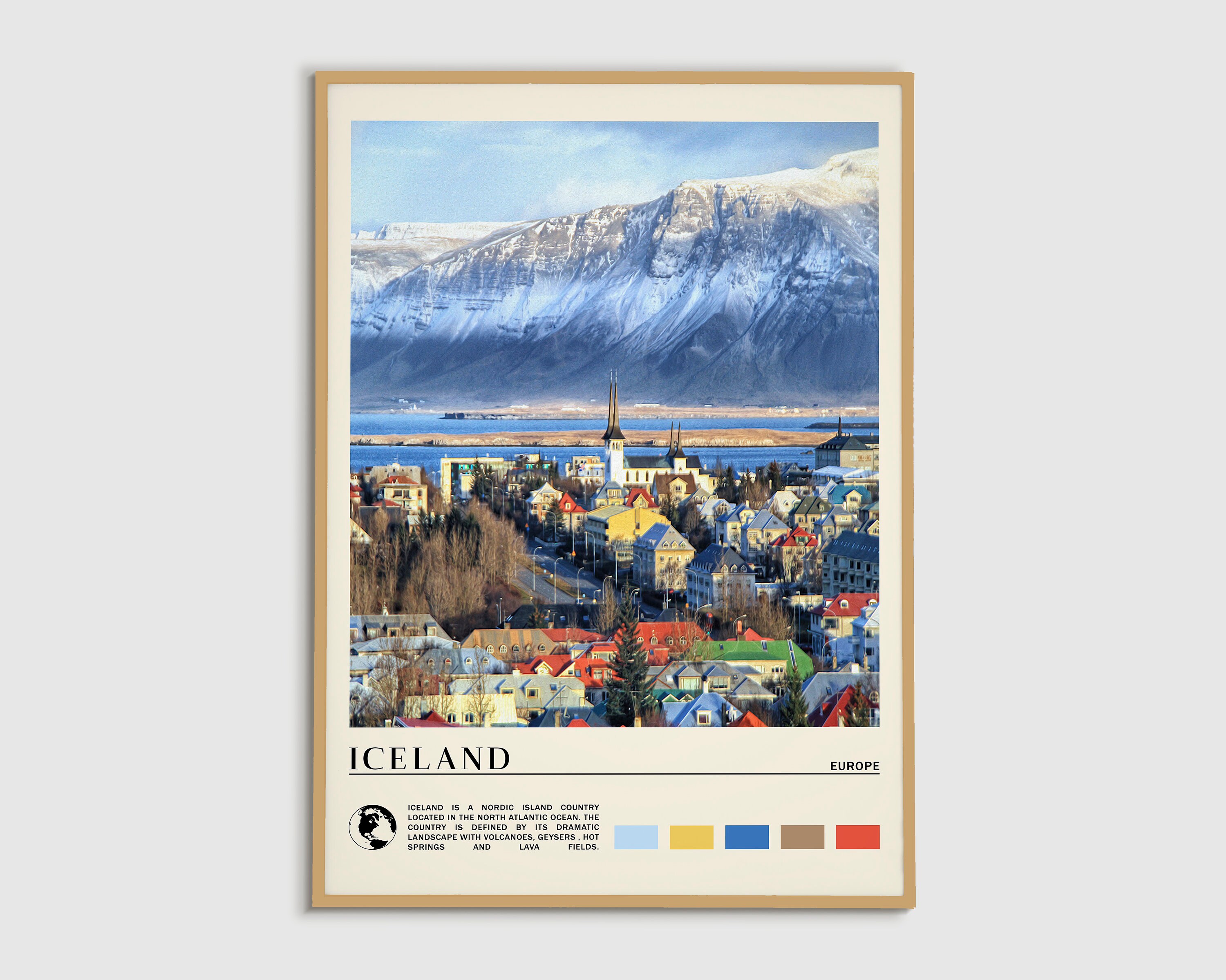 Digital Oil Paint, Iceland Print, Iceland Wall Art, Iceland Poster ...