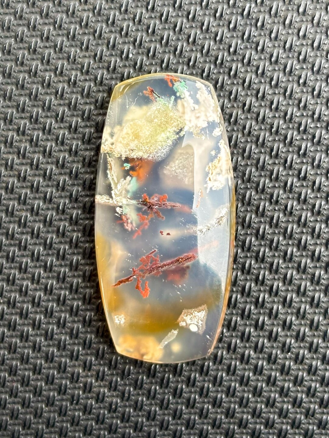 Superb Aquadite Confetti Chrysocolla Copper Cabochon on a Chalcedony ...