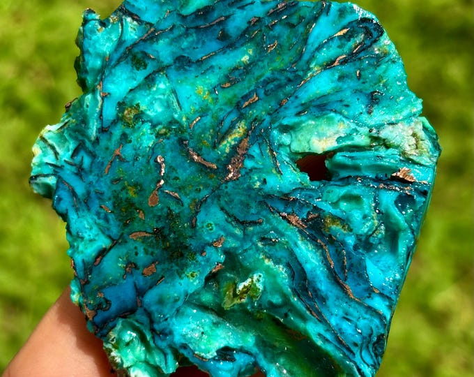 Stunning Blue Chrysocolla With Native Copper – Natural Specimen Slab - Etsy