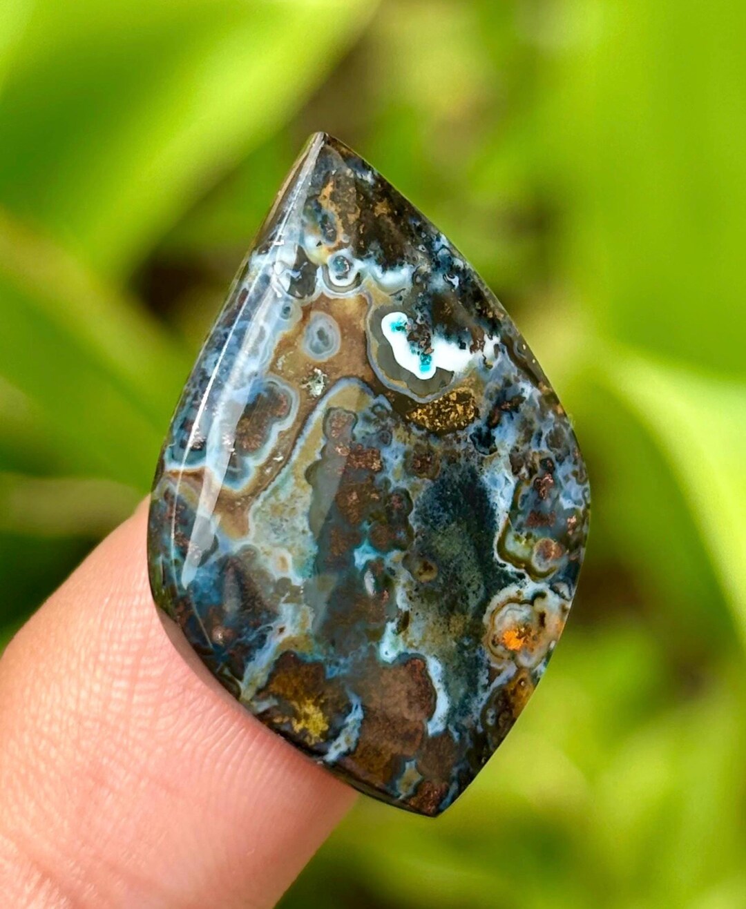 Plume Copper Chalcedony Cabochon: Native Copper Gemstone, Handcut ...