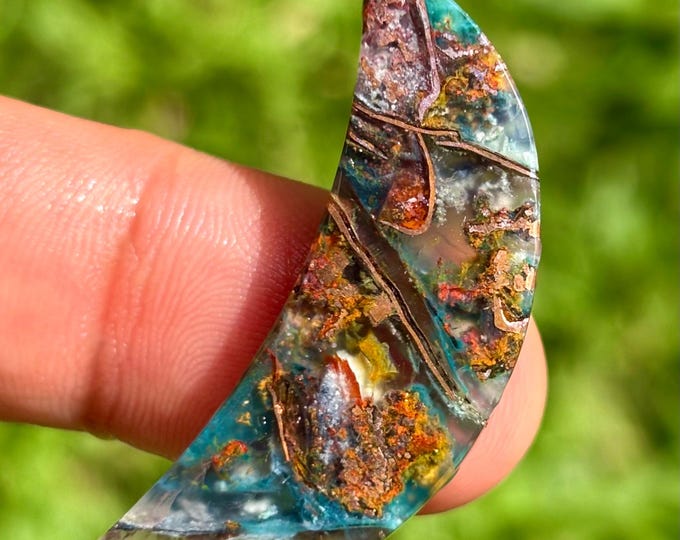HQ Native Copper Blue Chrysocolla in Chalcedony Cabochon | Amazing ...