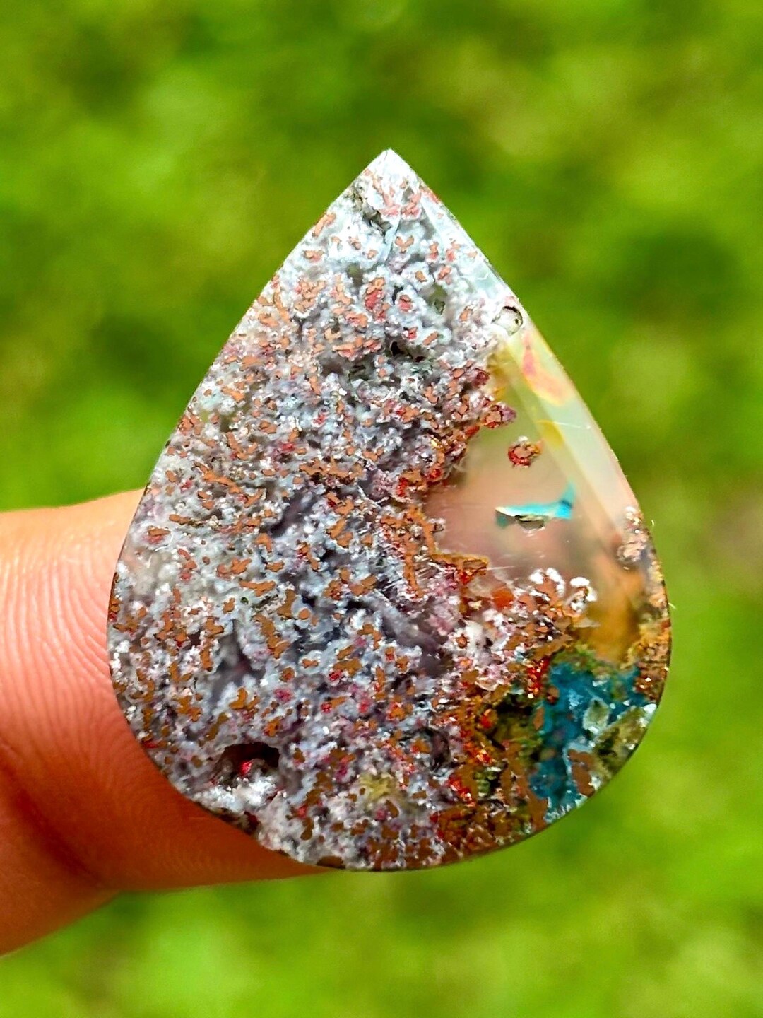 HQ Confetti Chrysocolla Native Copper in Chalcedony Cabochon - Aquadite ...