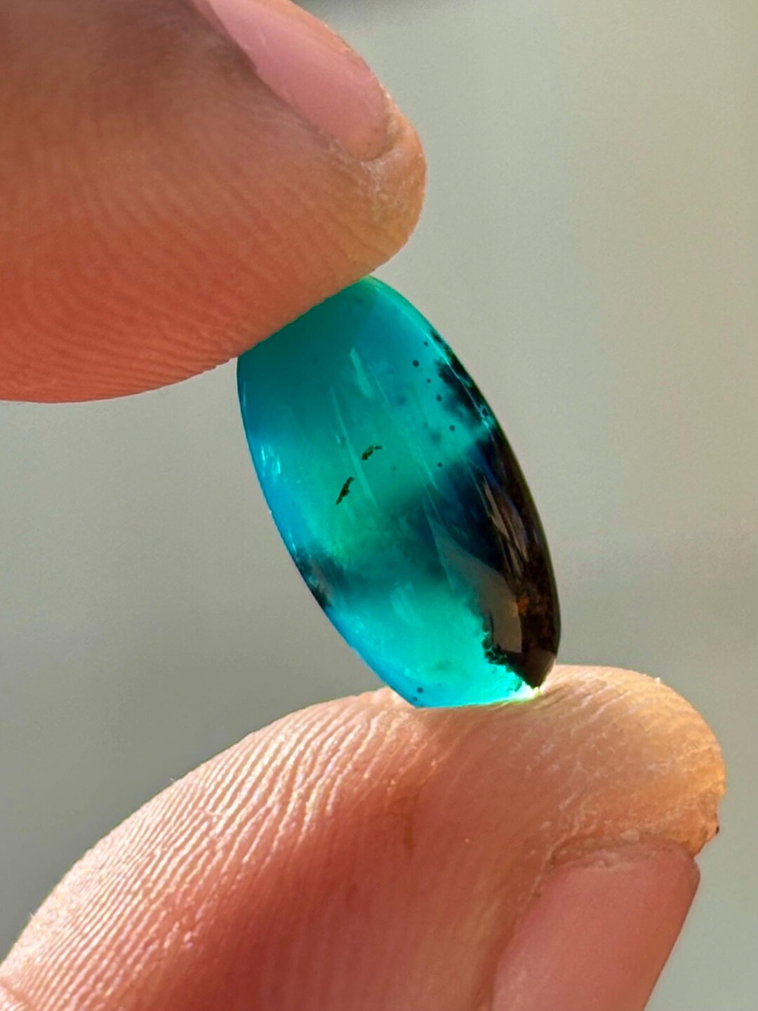 Ring Size Palamea Gem Silica Translucent Ouval Cabochon: Vibrant Blue ...