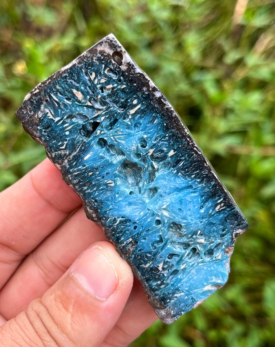 Blue Seam Agate Slab Polished Blue Ice Crystall Nakaurite Spirit and ...