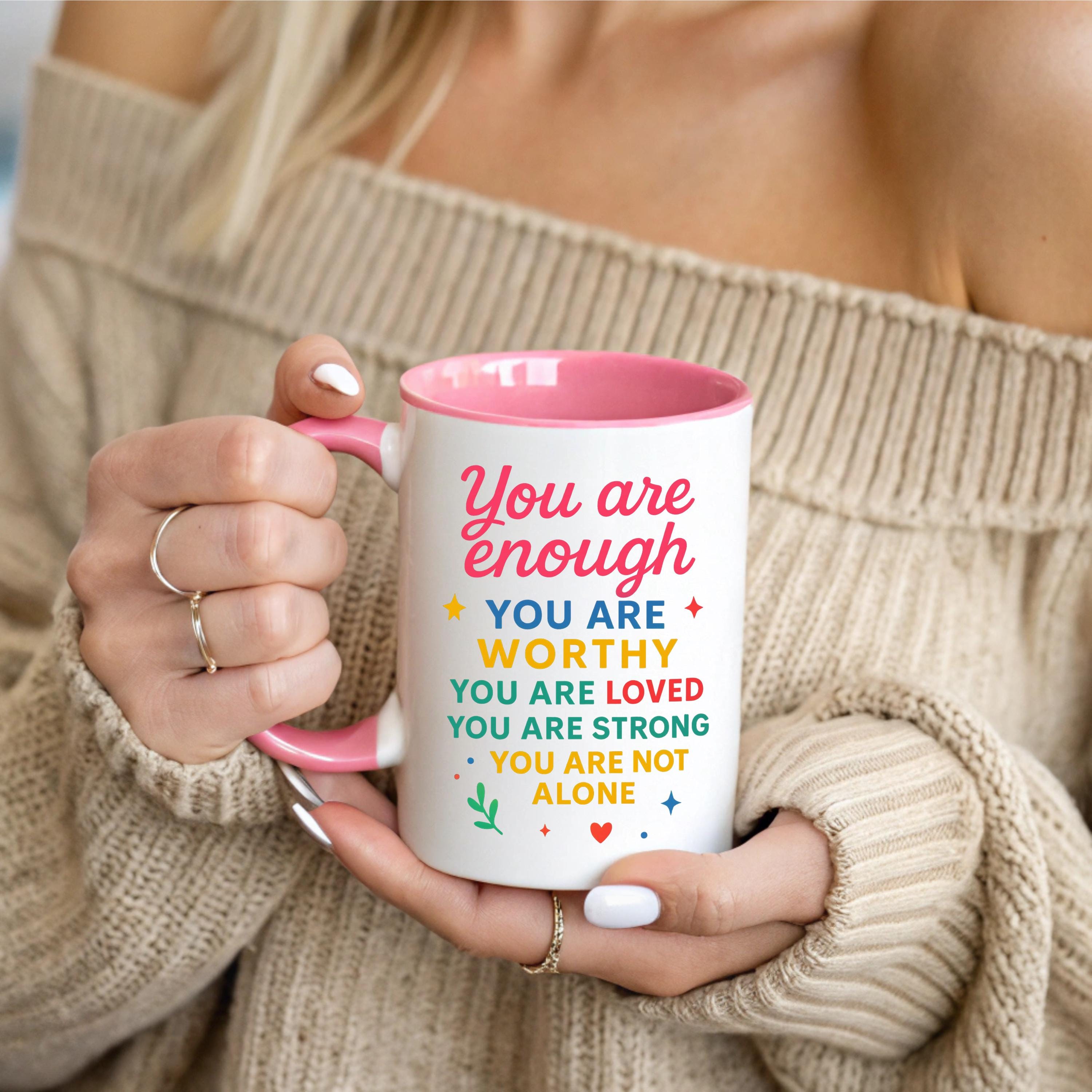 You Are Enough Mug: Mental Health Reminder, Positive Affirmation Coffee ...