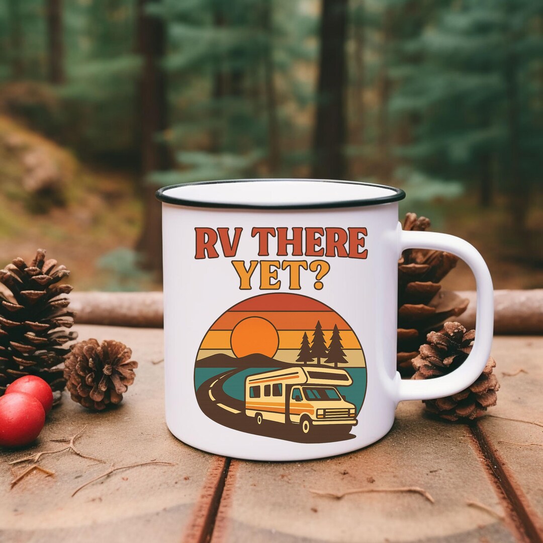 RV Camping Mug: "rv There Yet?" Vintage Camper Enamel Cup - Etsy