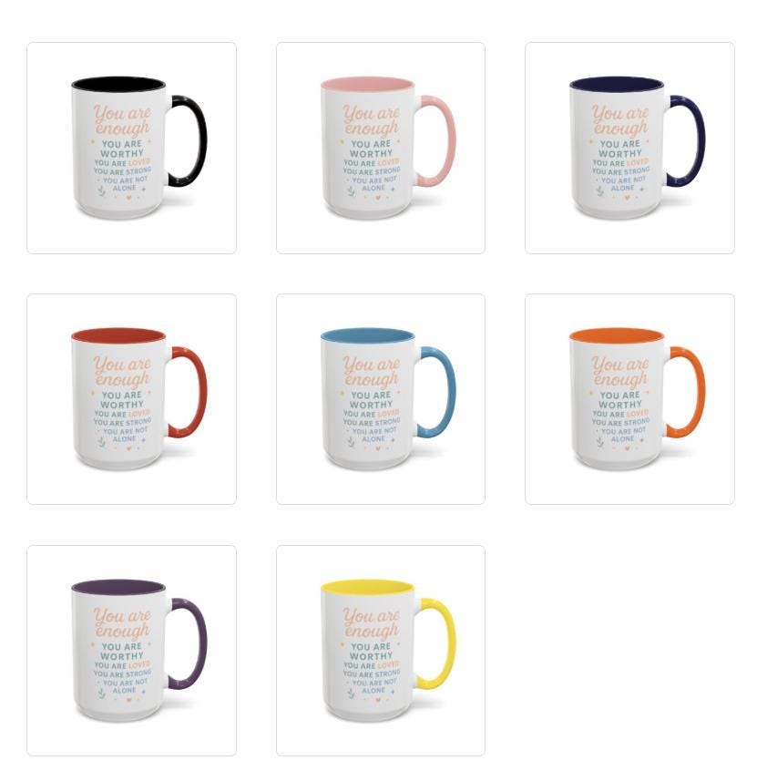 You Are Enough Mug: Mental Health Reminder, Positive Affirmation Coffee ...