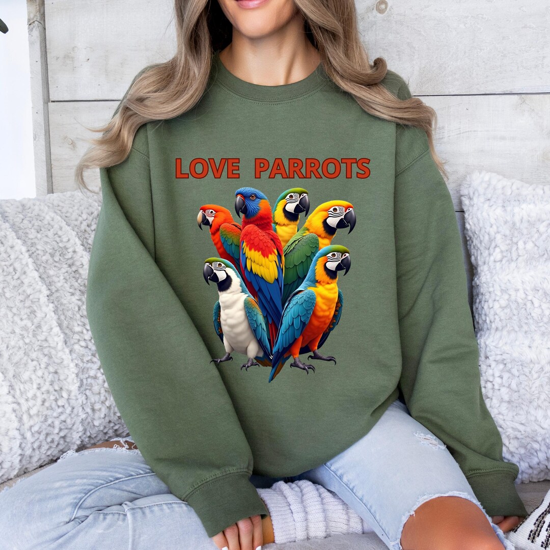 Love Parrots Sweatshirt | Colorful Parrot Couple Design | Unisex ...