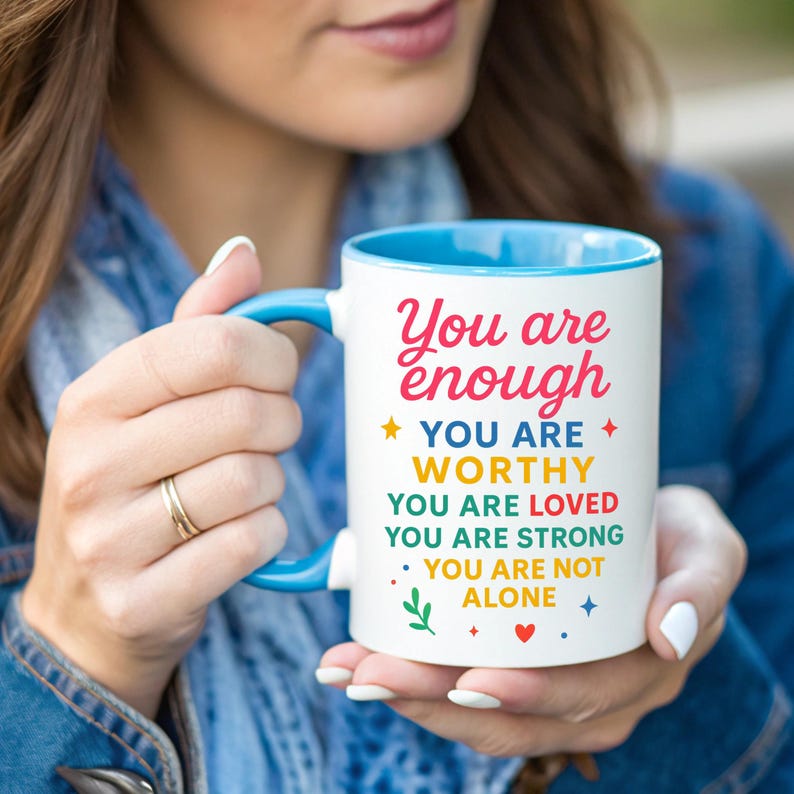 You Are Enough Mug: Mental Health Reminder, Positive Affirmation Coffee ...