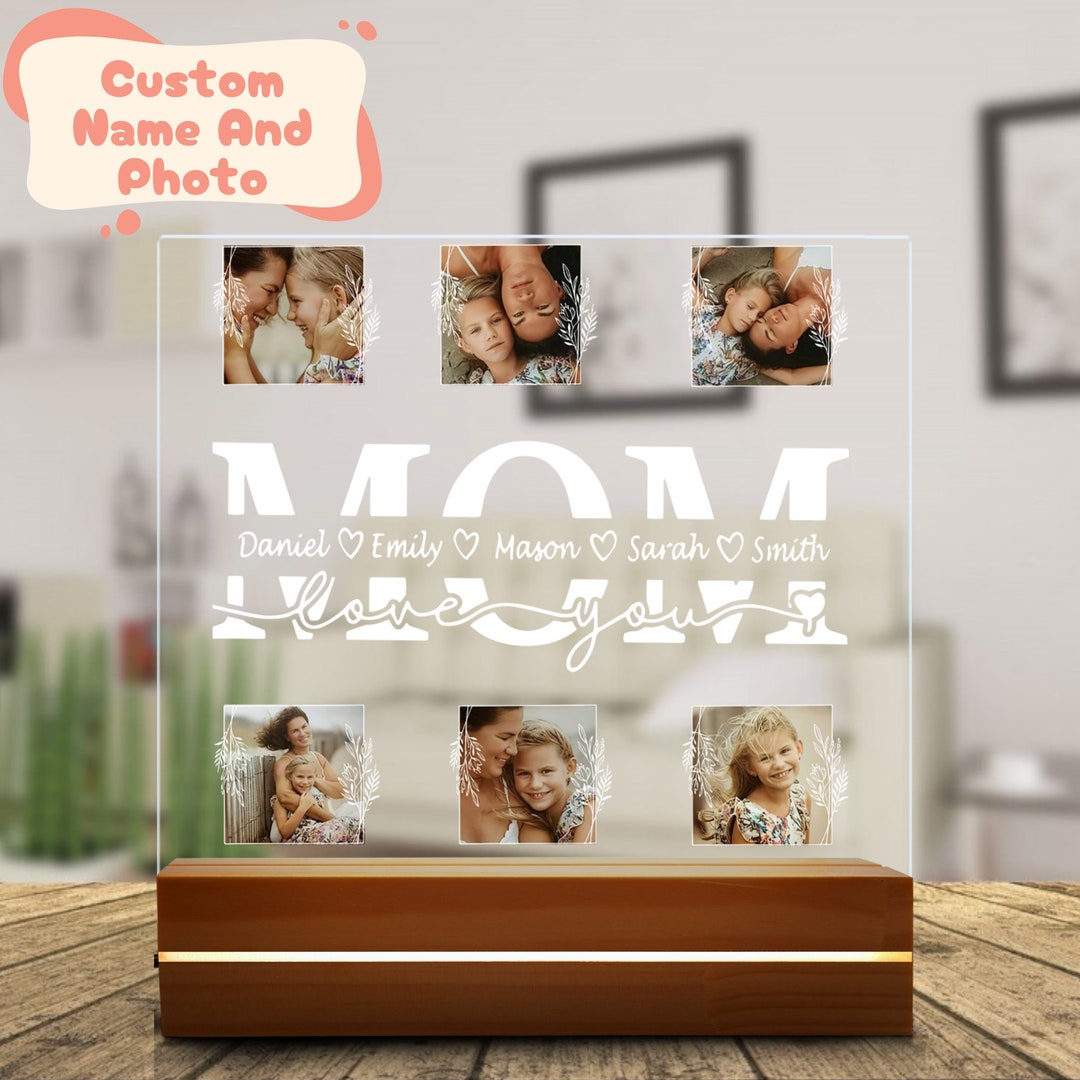 Personalized Kids Name Love You Mom Night Light, Custom Photo Collage ...