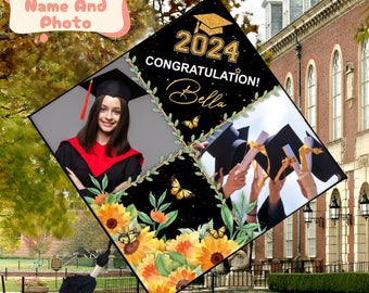 Personalized Class of 2024 Photo Graduation Cap Topper, Gift for Best ...