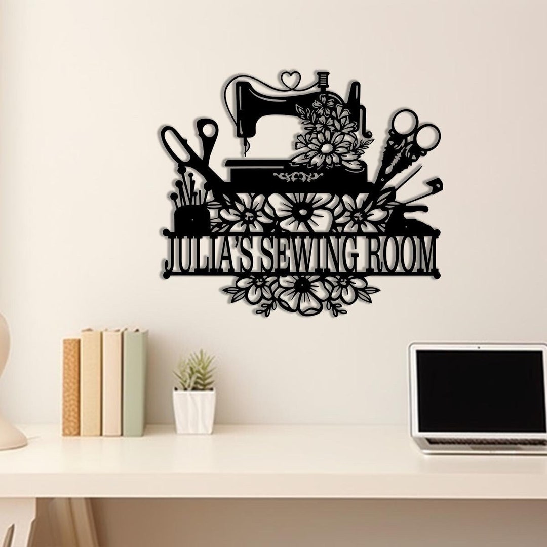 Custom Sewing Machine Metal Sign/flower Quilting Room Sign/craft Room ...