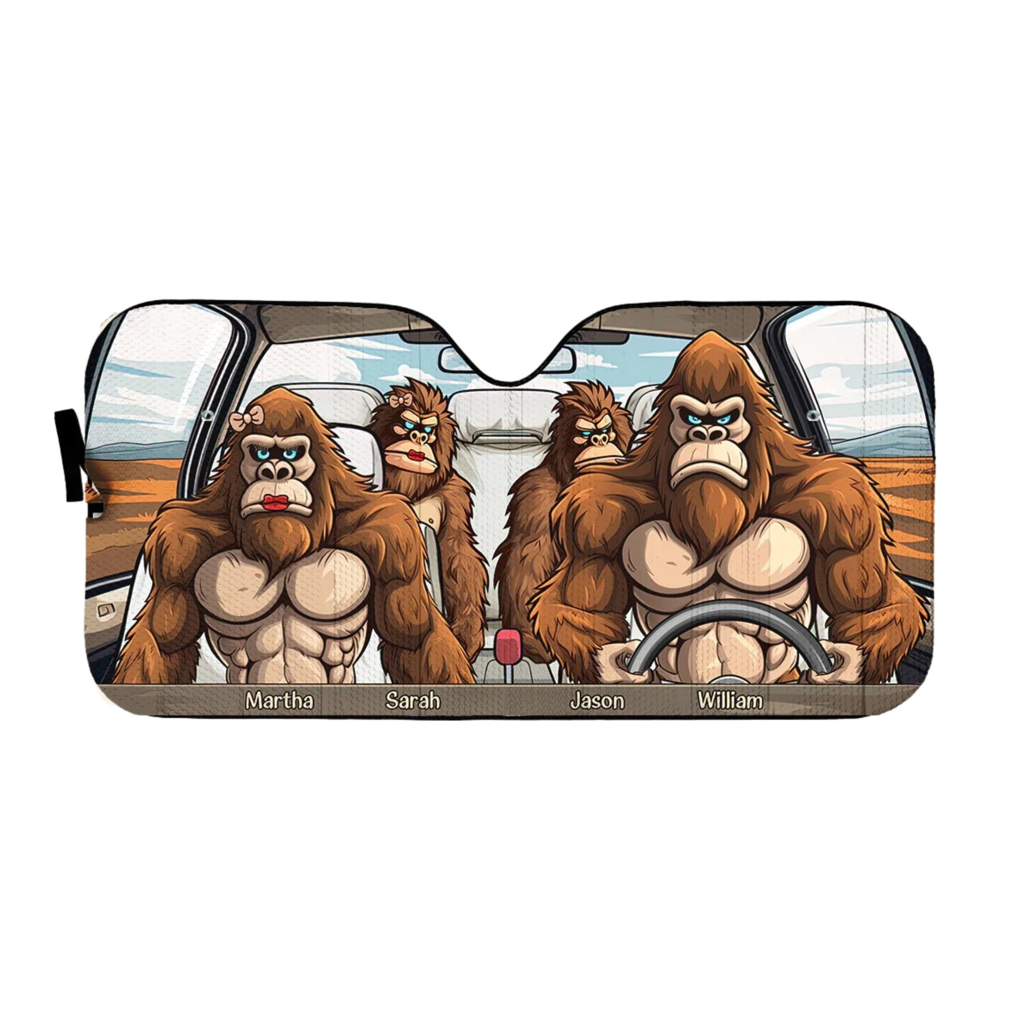 Personalized Funny Bigfoot Family Car Sun Shade Custom Bigfoot Family ...