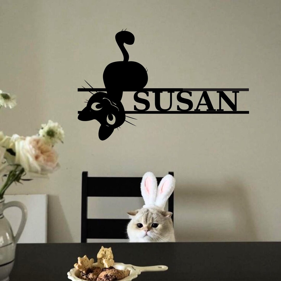 Personalized Cat Sign Cat Wall Cat Home Gift for Cat Owner Cat Lover ...