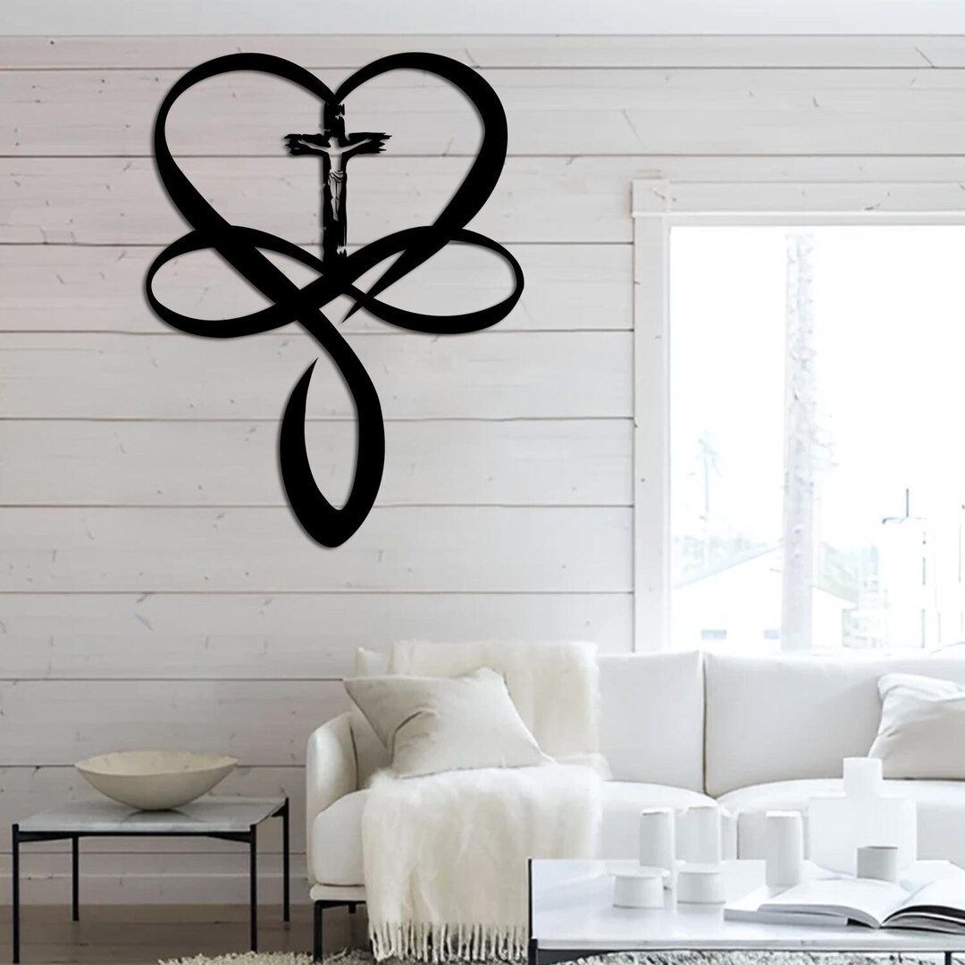 Infinity Cross Heart Jesus Metal Wall Art/christian Wall Decor Home ...
