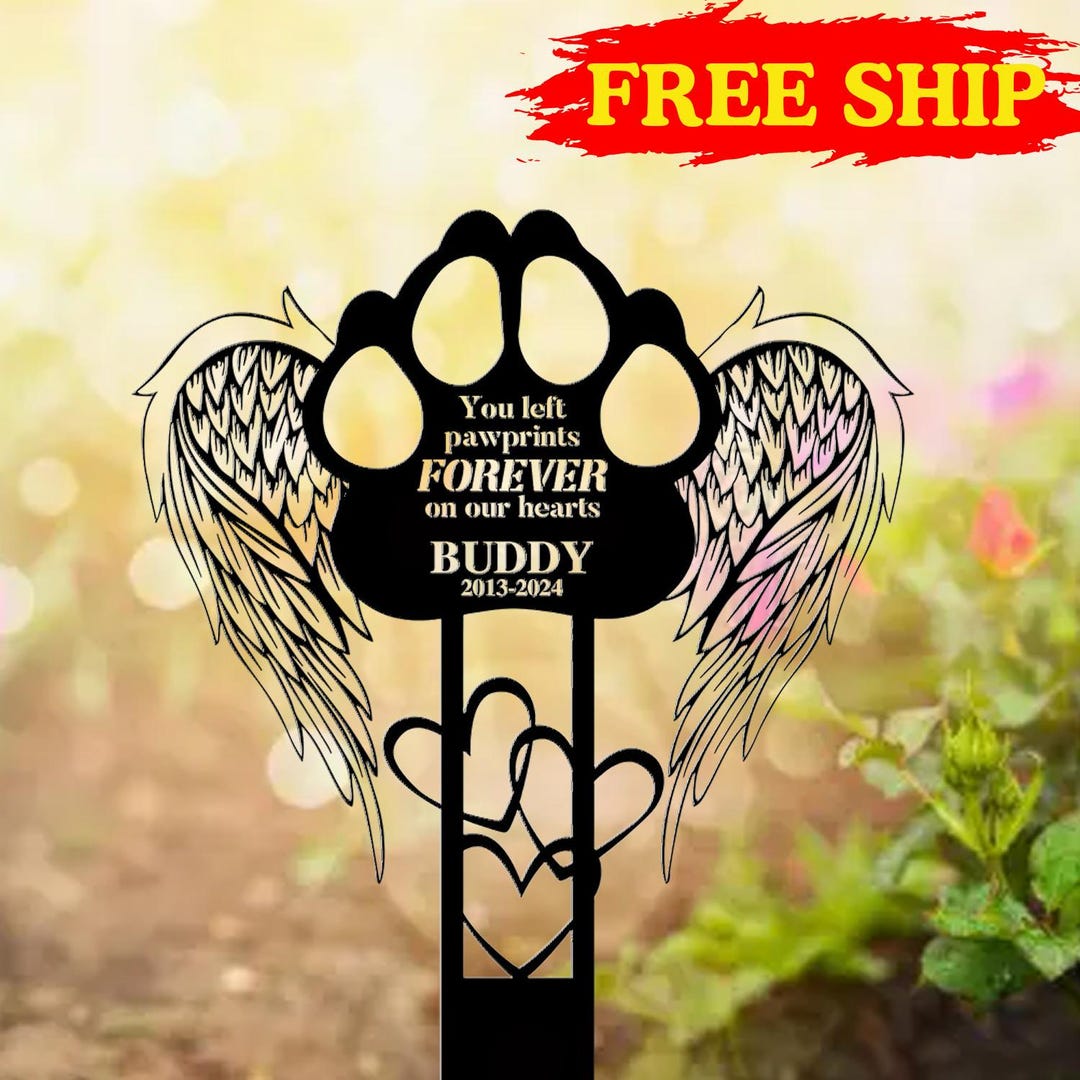 Custom Dog Memorial Stake, Dog Grave Marker, Dog Paw Metal Stake ...