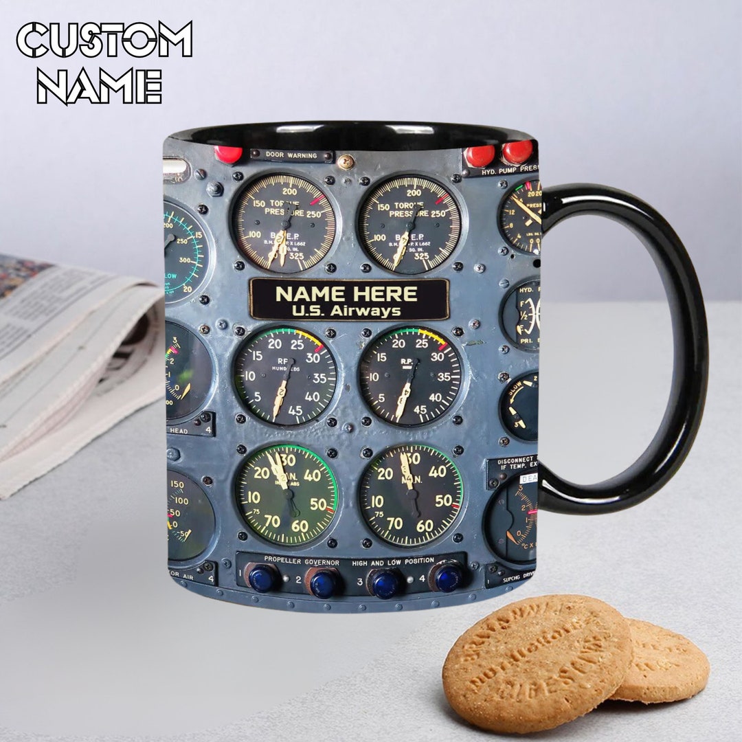 Personalized Name Pilot Flight Instruments Panel Mug, Pilot Gift for ...