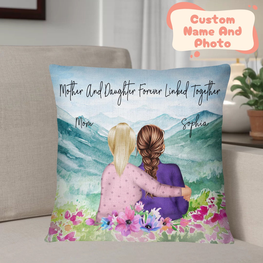 Personalized Mother & Daughter Forever Linked Together Watercolor Style ...
