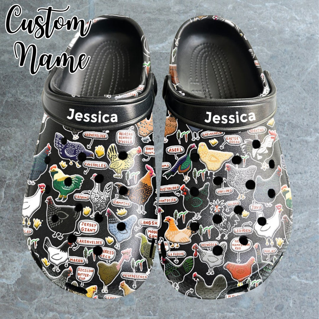 Personalized Name Breeds of Chickens Clogs Shoes, Birthday Gift for ...