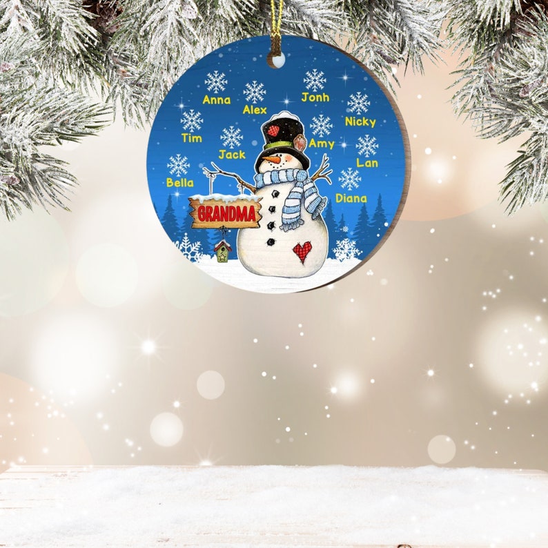 Personalized Grandma Snowman Christmas Ornament Custom Grandkid Snow Ornament Gift for Grandma ...