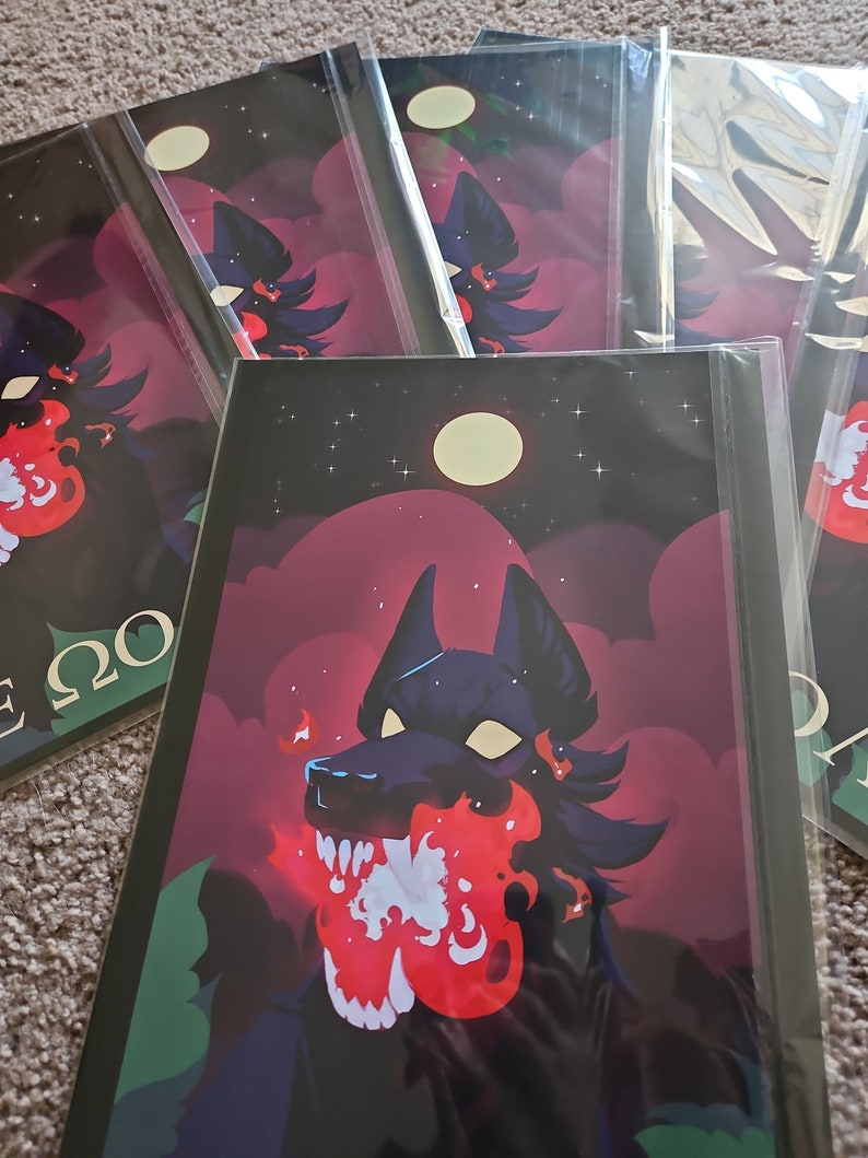 Gothic Flame Breathing Wolf 11x17 Print - Etsy