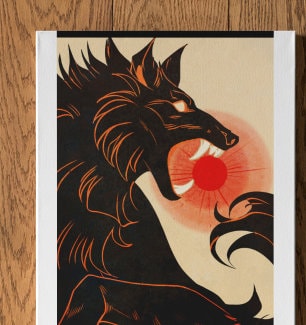 Sköll, Sun Devouerer, Norse Mythology Print, Skoll and Hati Poster, Sun ...