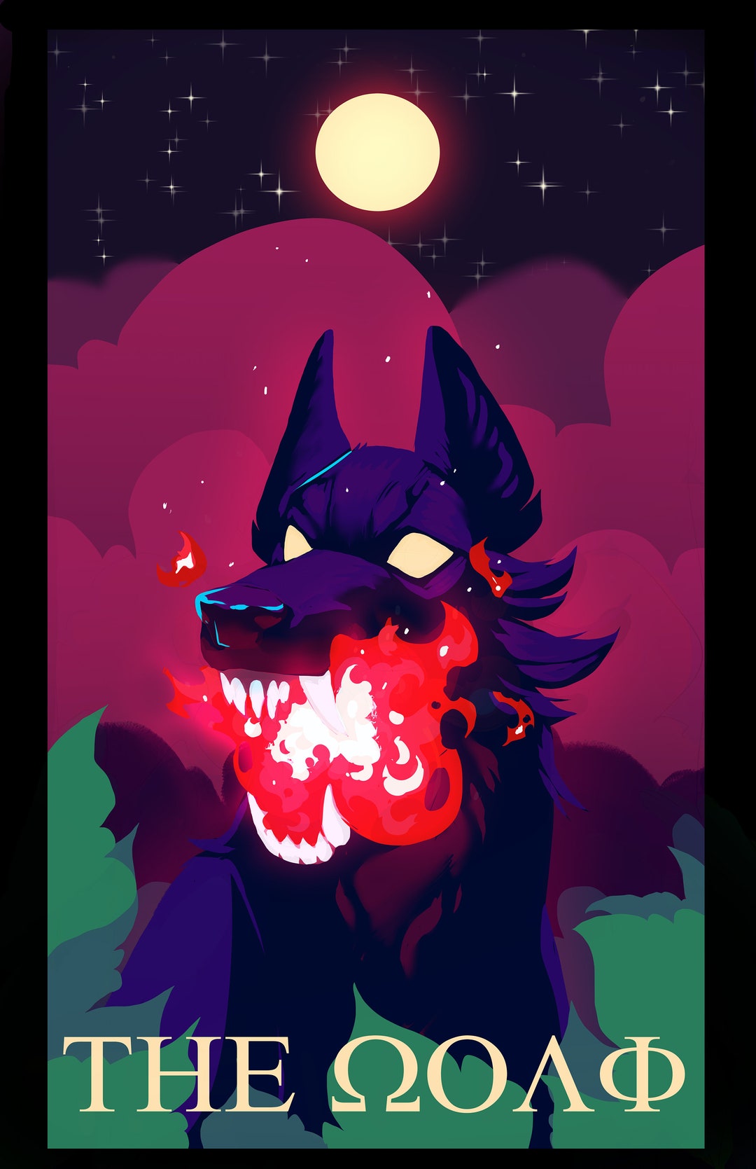 Gothic Flame Breathing Wolf 11x17 Print - Etsy