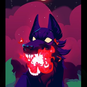 Gothic Flame Breathing Wolf 11x17 Print - Etsy