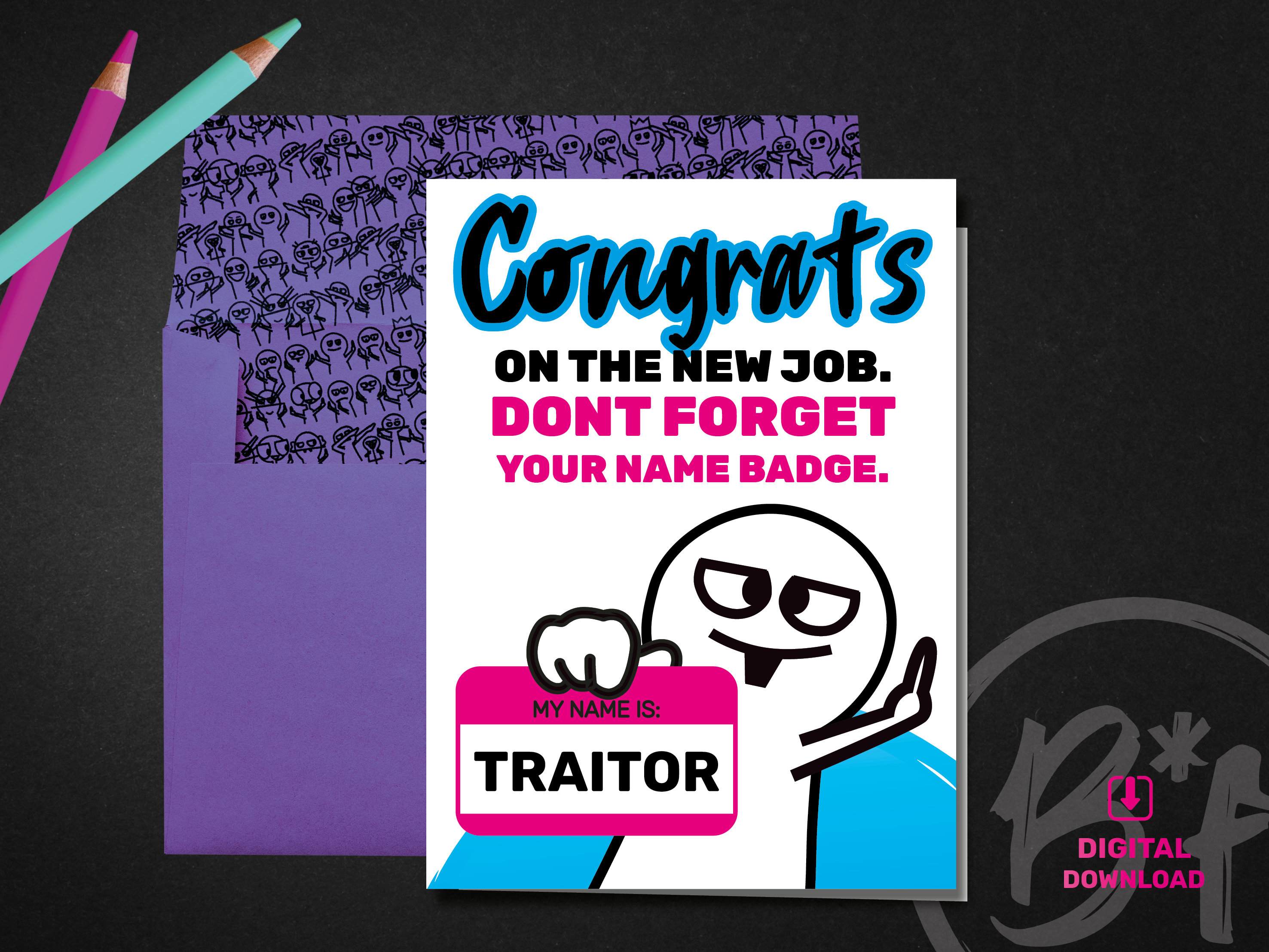 Printable Leaving Card Congrats on the New Job. Don't Forget Your Name ...