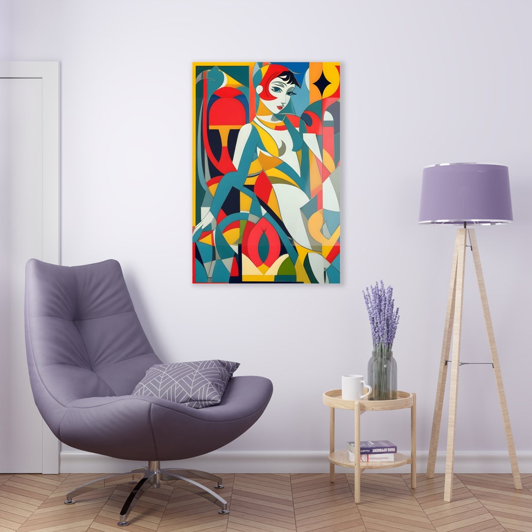 Cubism Calming Abstract French Riviera South of France Inspired Acrylic ...
