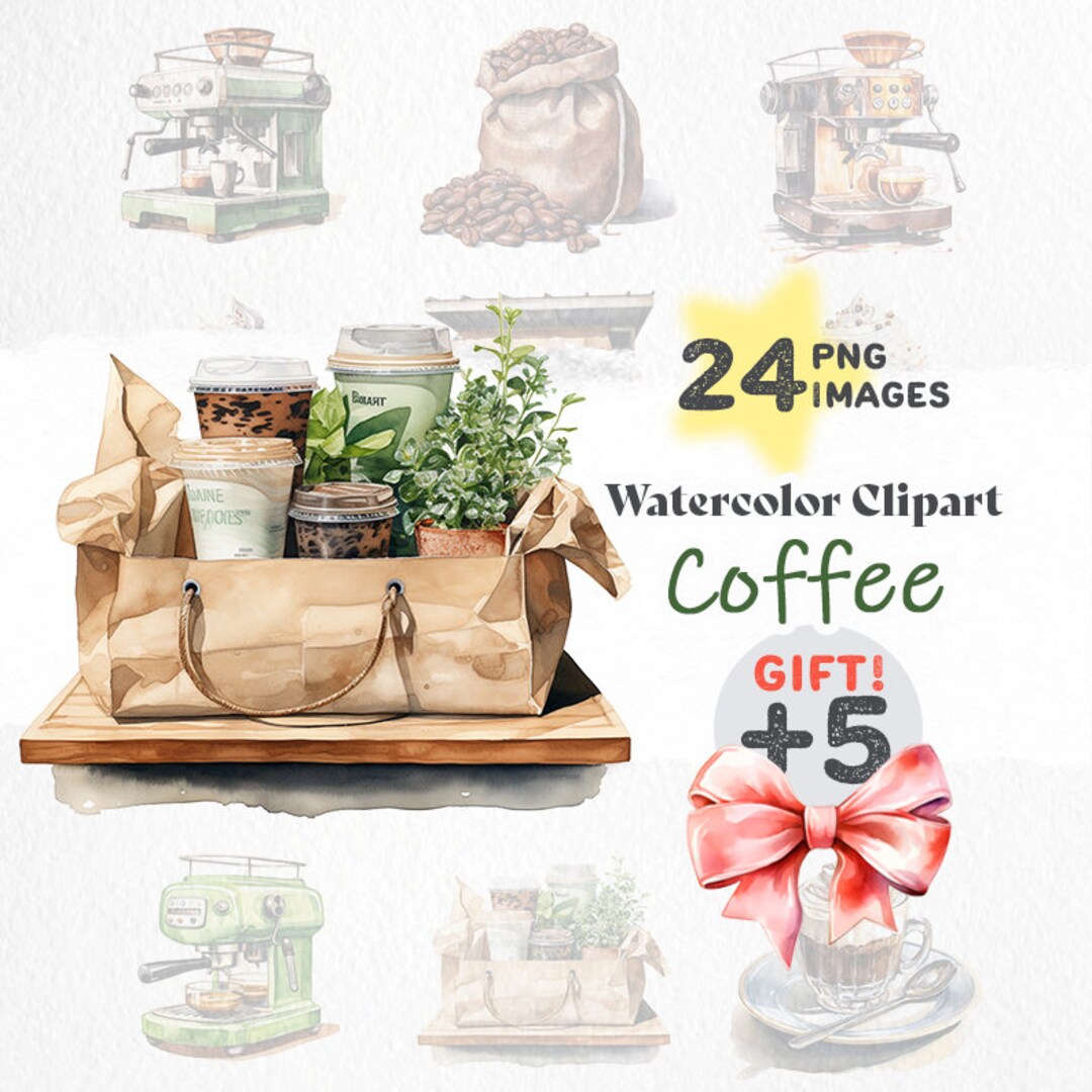 Coffee Shop Clipart Set: 24 PNG Images 5 Bonus Graphics From - Etsy