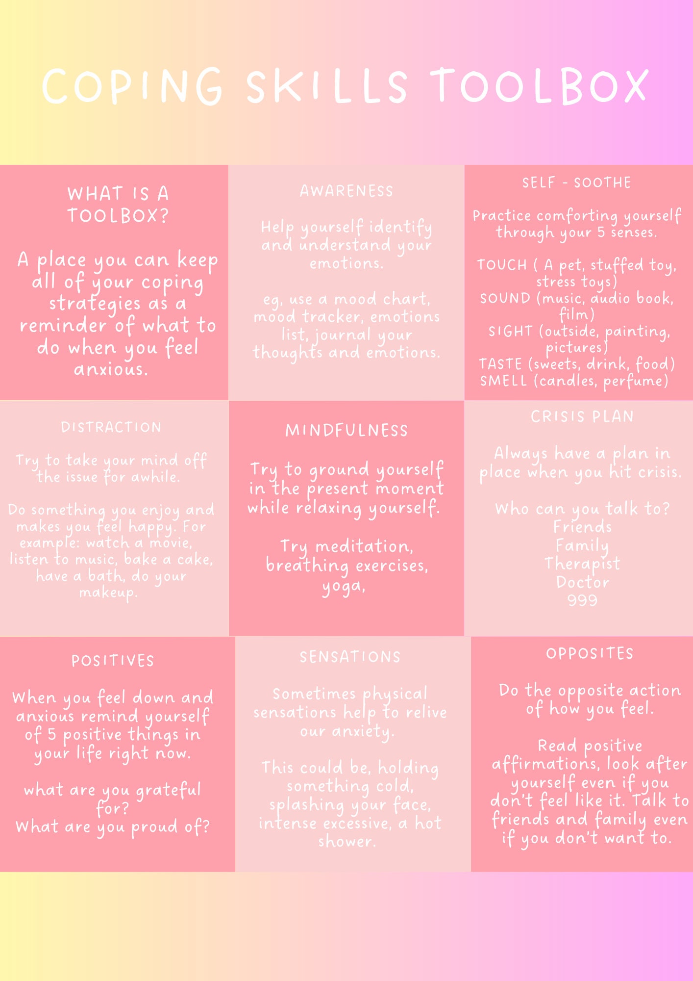 DIGITAL Anxiety Coping Skill Flashcard, Anxiety Coping Skill Cards ...