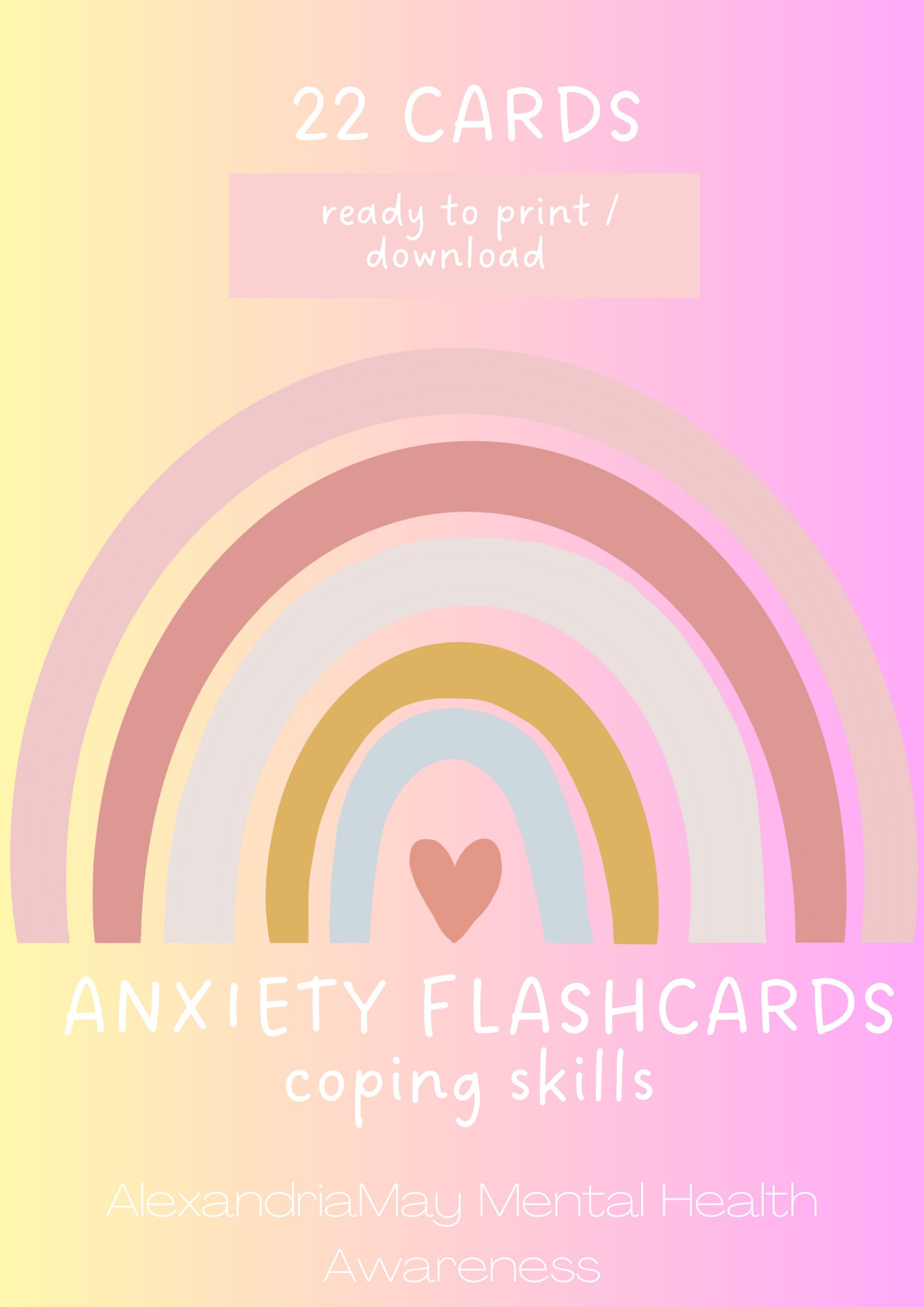 DIGITAL Anxiety Coping Skill Flashcard, Anxiety Coping Skill Cards ...