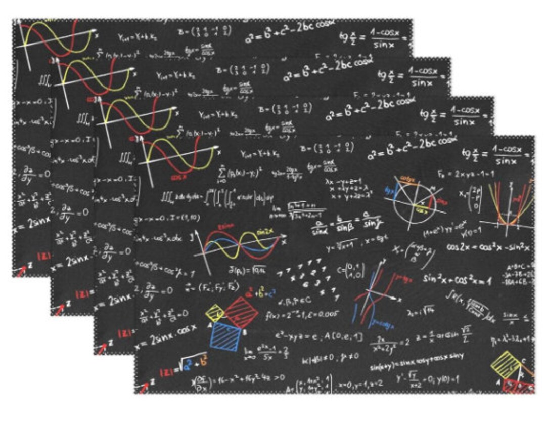Funny Math Doodle Black Placemats for Dining Table Set of 6 - Etsy